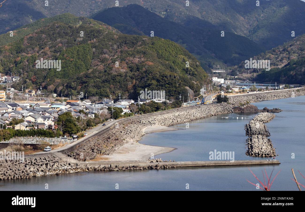 A photo shows the townscape where huge damage of the tsunami might ...