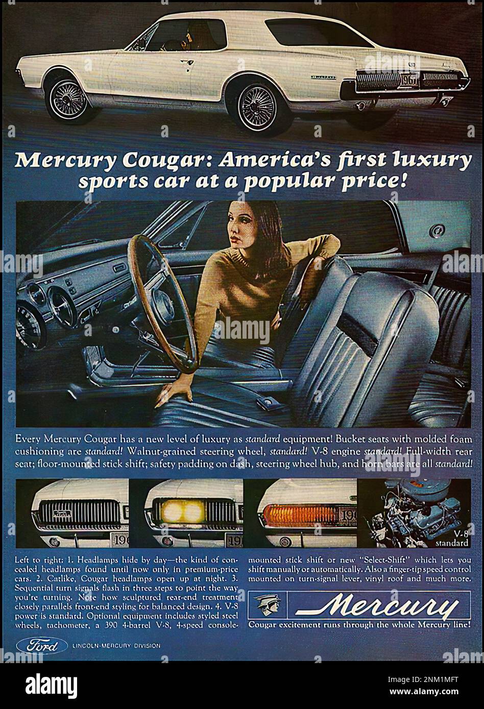 MERCURY Cougar (1967) - 02 - Vintage car advertising Stock Photo - Alamy