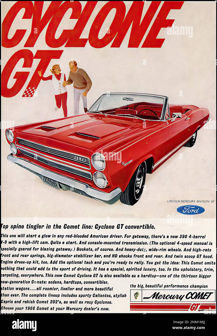 MERCURY Cyclone GT Convertible (1966) - Vintage car advertising Stock ...