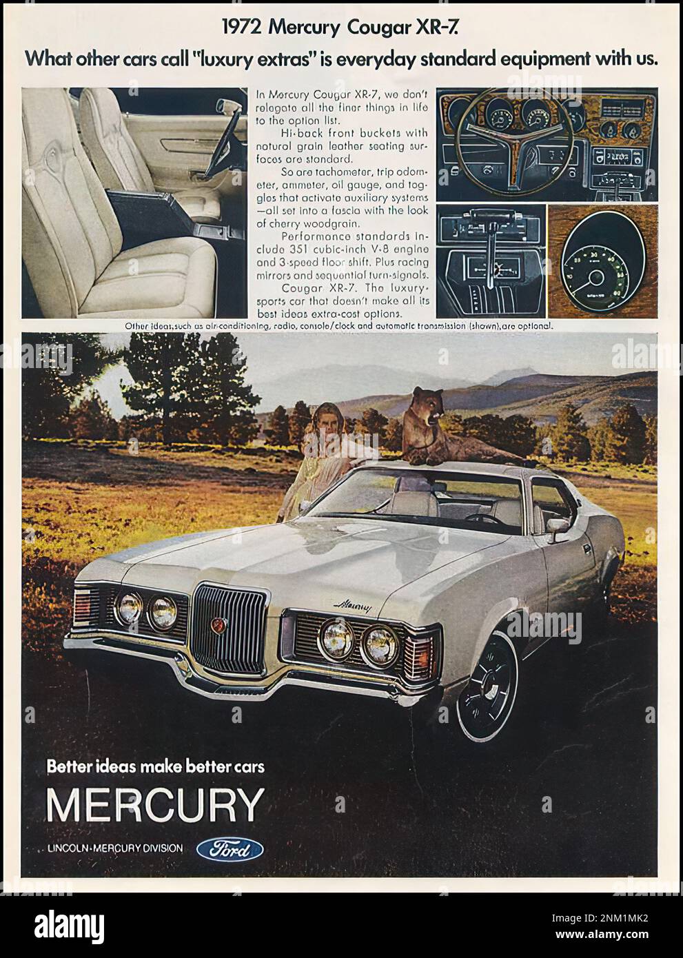 Mercury Cougar XR7 (1972) - 01 - Vintage car advertising Stock Photo ...