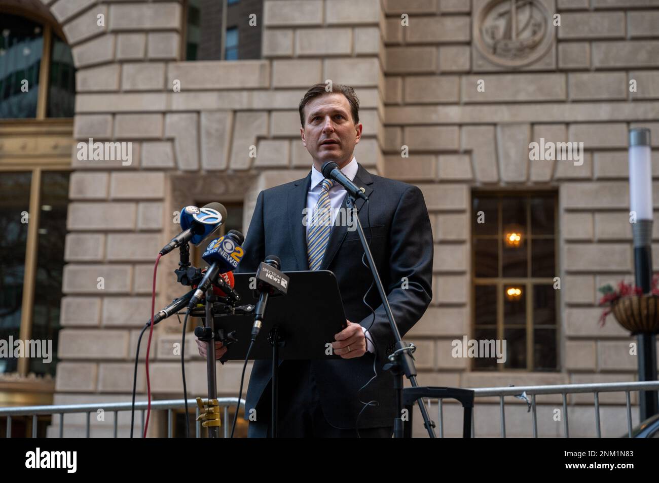 U.S. Representative Daniel Goldman (D-NY) speaks to Ukraine supporters ...