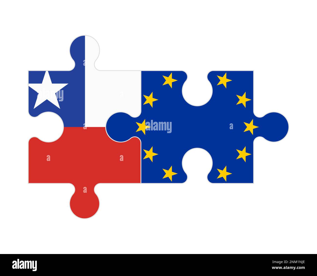 Connected puzzle of flags of Chile and European Union, vector Stock ...