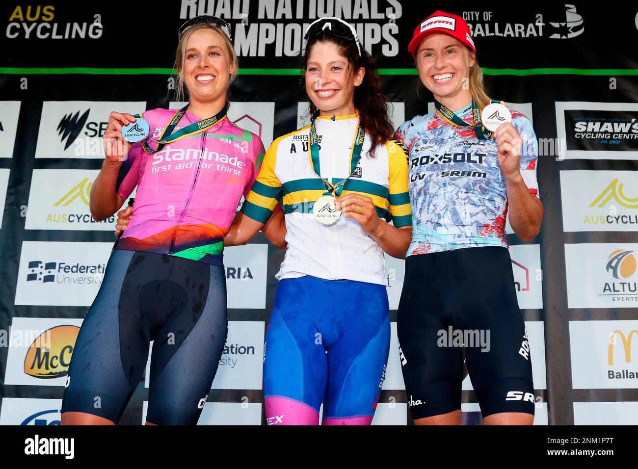 BALLARAT, AUSTRALIA - JANUARY 14: Podium for the Under 23 and Elite ...