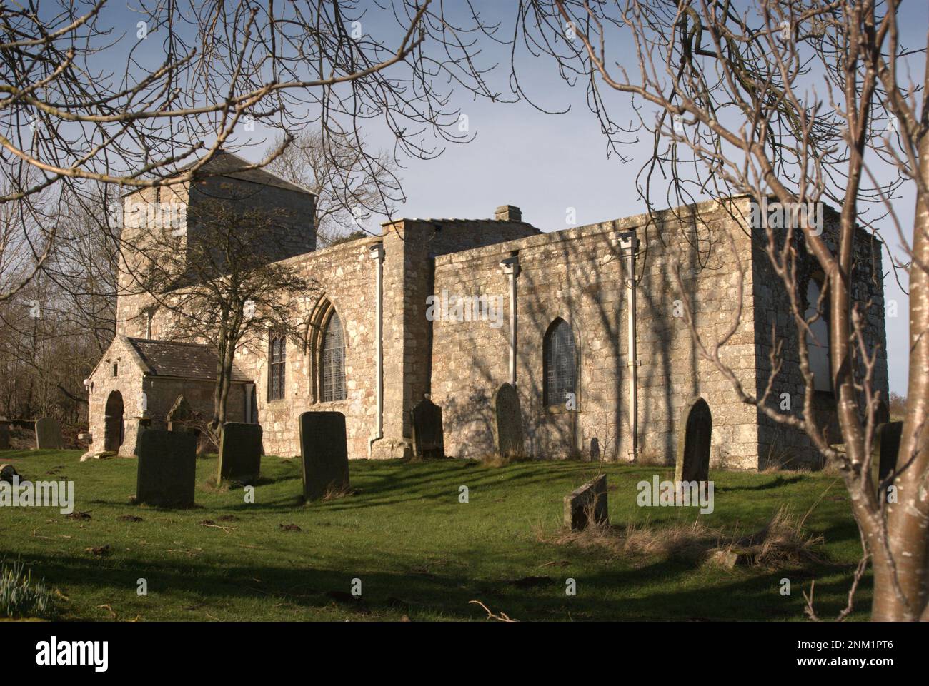 low view of Edlingham 11th century church near Alnwick Stock Photo - Alamy