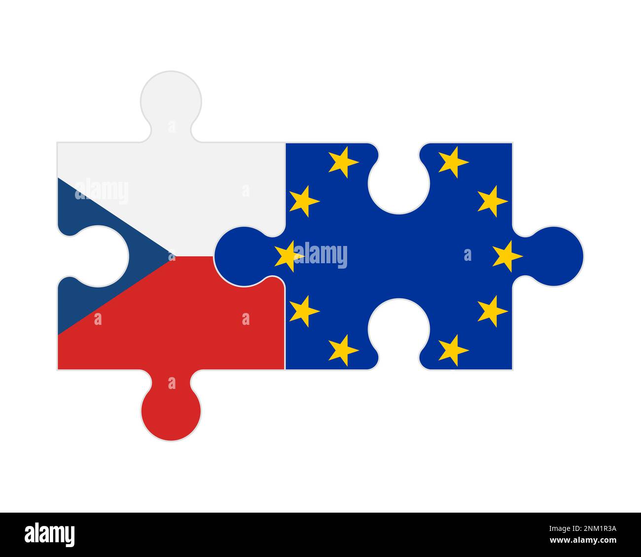 Connected puzzle of flags of Czech and European Union, vector Stock ...