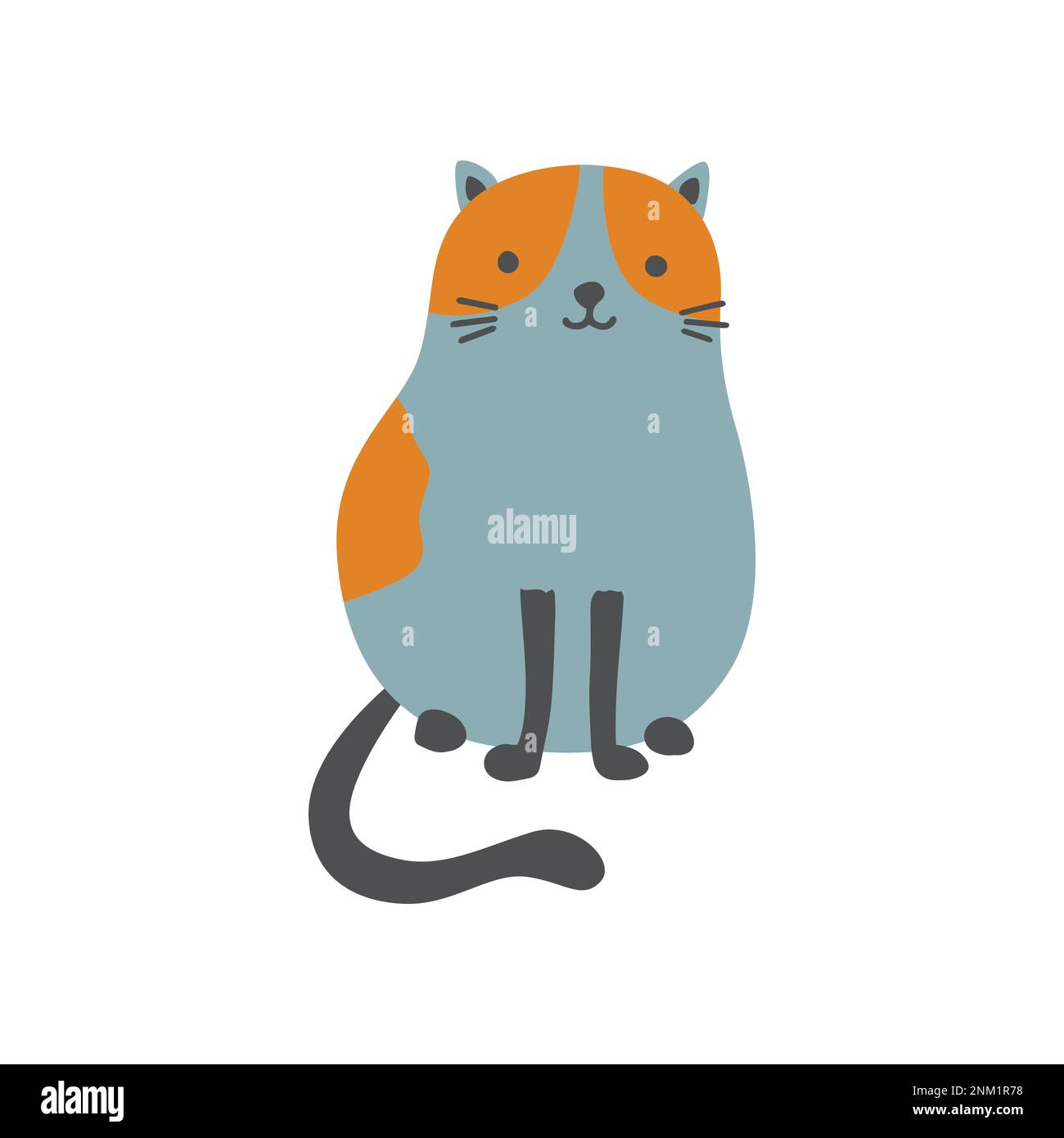 Funny happy blue cat sitting. Vector illustration Stock Vector Image ...