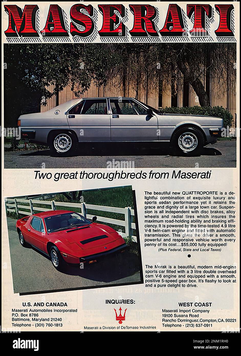 MASERATI 1980 - Vintage car advertising Stock Photo - Alamy