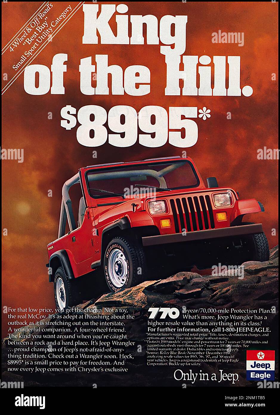 JEEP Wrangler (1989) - Vintage car advertising Stock Photo - Alamy