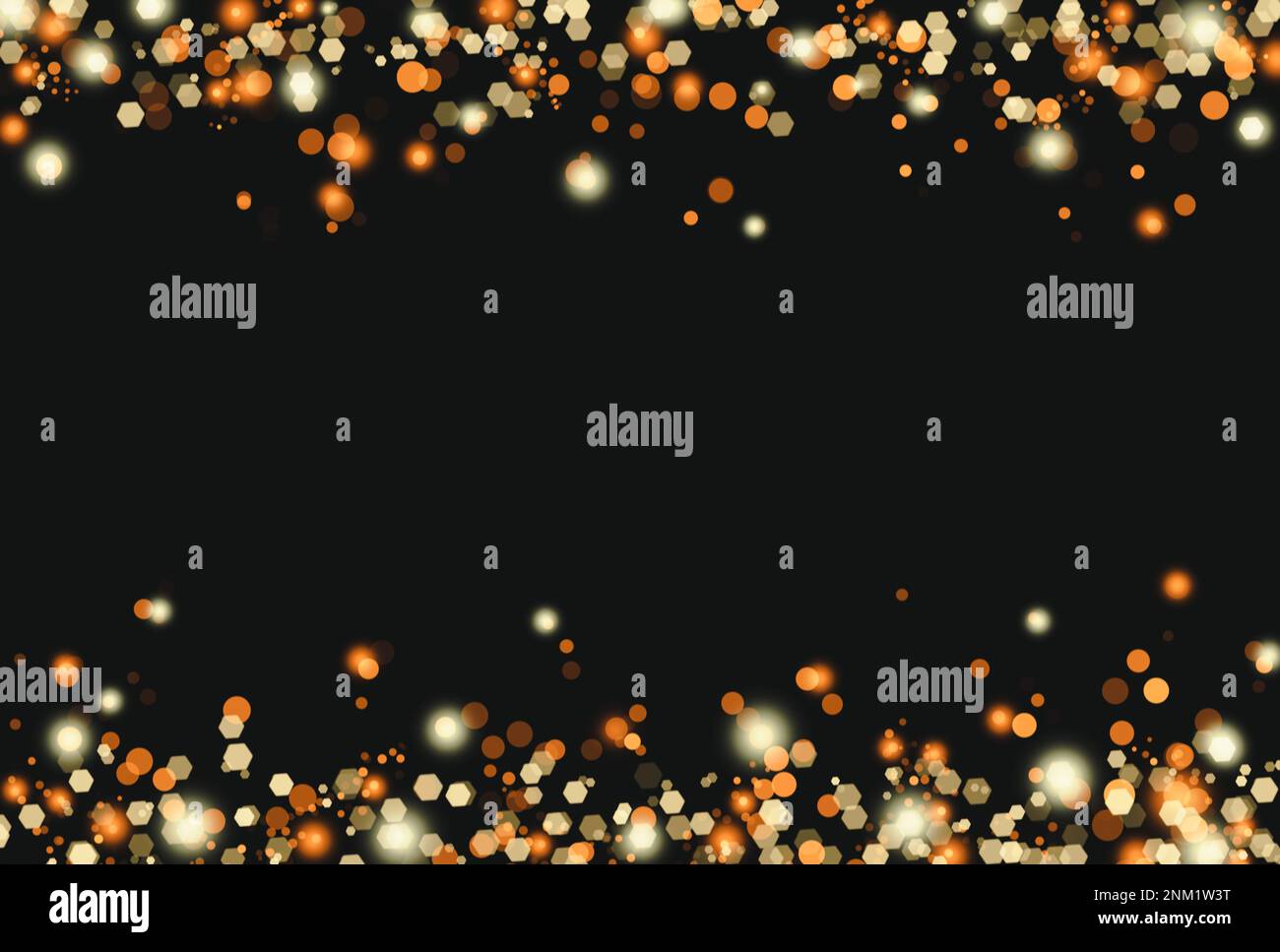 Gold glittering particles border background, yellow orange glittering ...