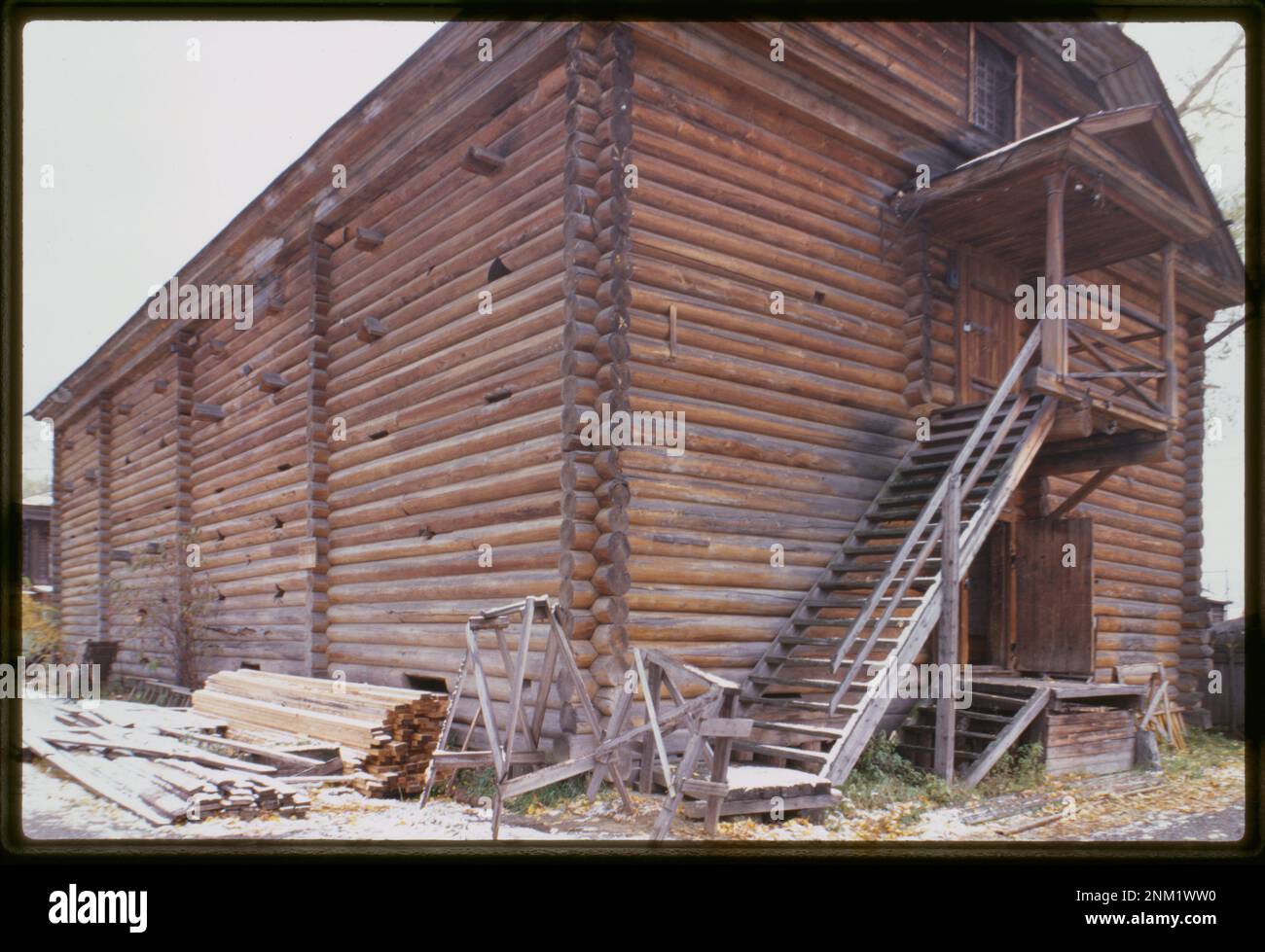 A log barn located on Kirov Street in Eniseisk, Russia, built around ...