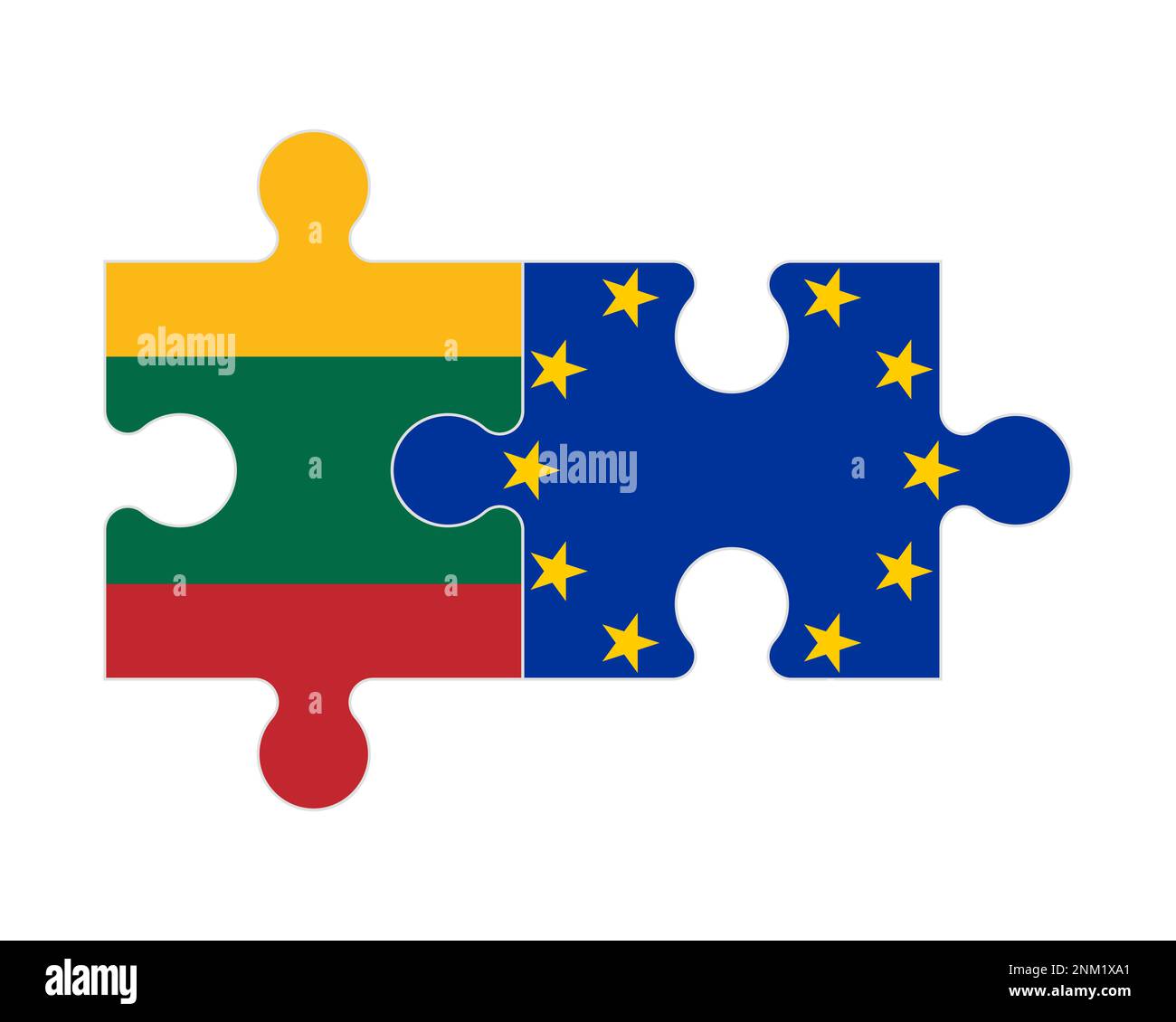 Connected puzzle of flags of Lithuania and European Union, vector Stock ...
