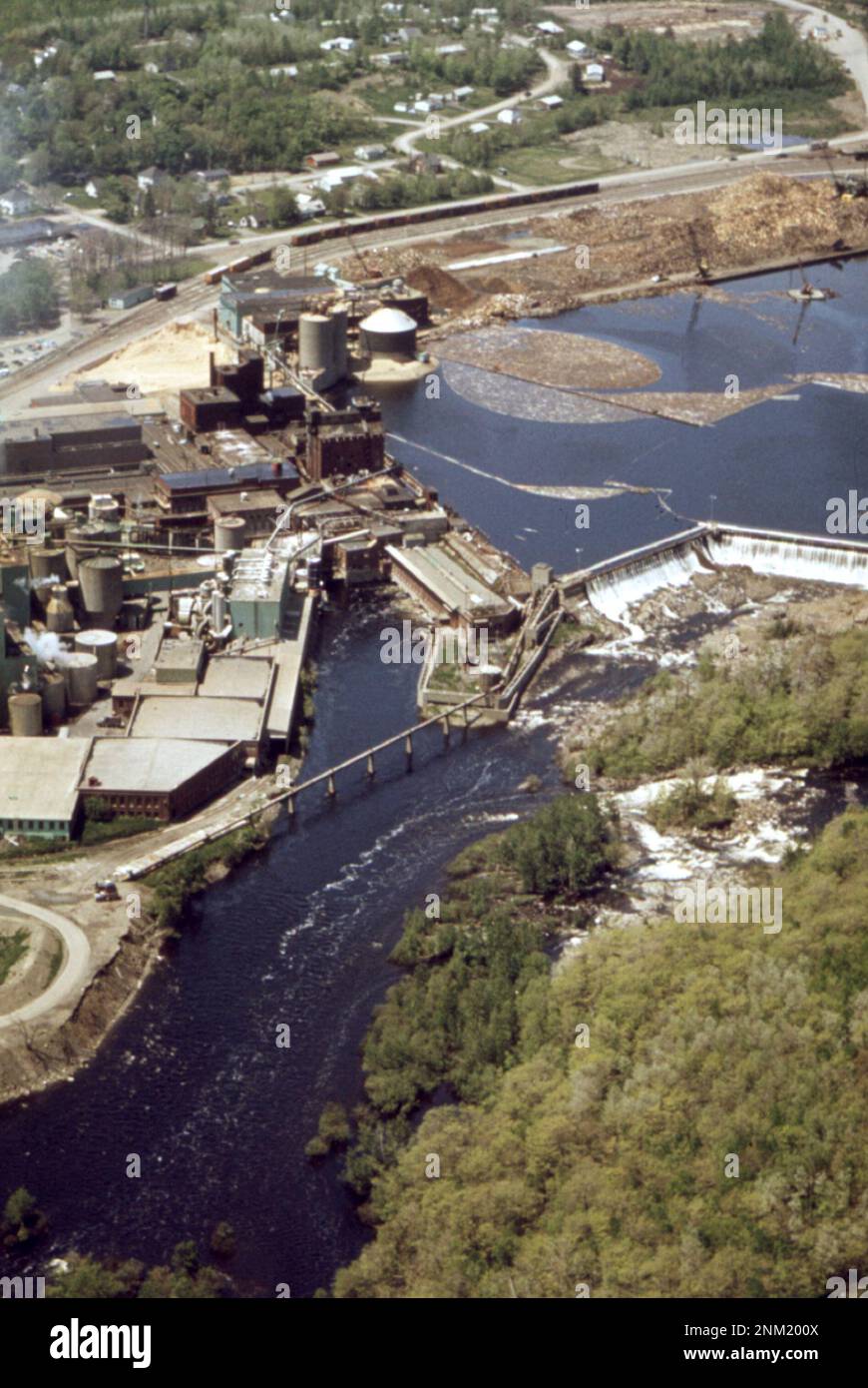 1970s United States: Aerial view of the Georgia Pacific paper plant on ...
