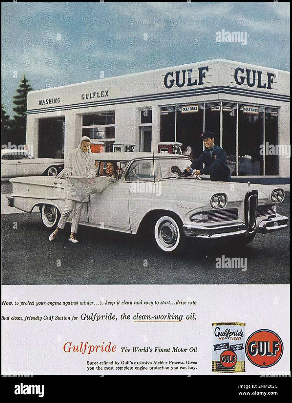 GULF (1957) - Vintage car advertising Stock Photo - Alamy