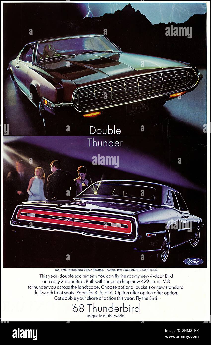 FORD Thunderbird (1968) - 01 - Vintage car advertising Stock Photo - Alamy