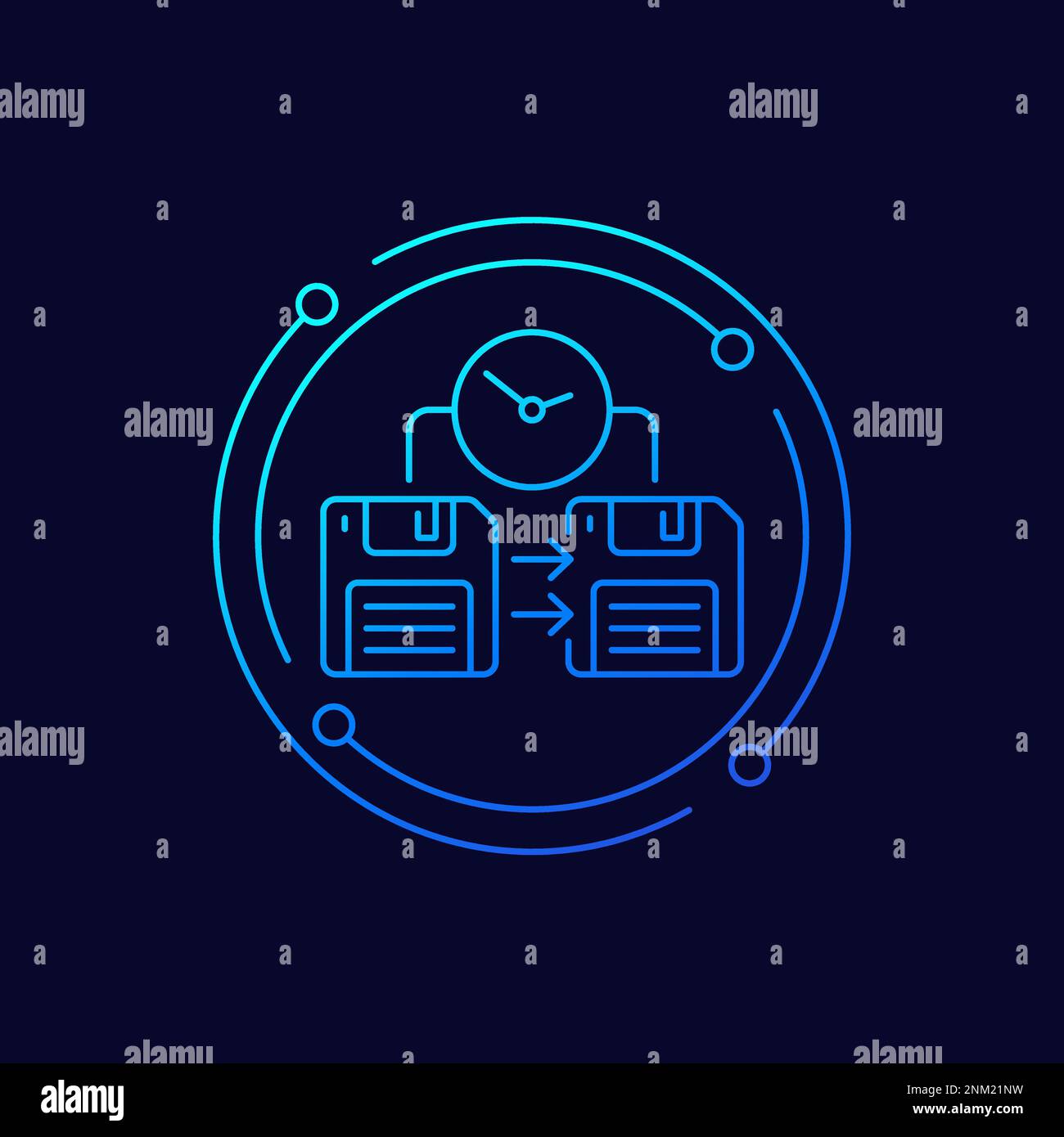Backup Time Icon With Floppy Disks Linear Design Stock Vector Image