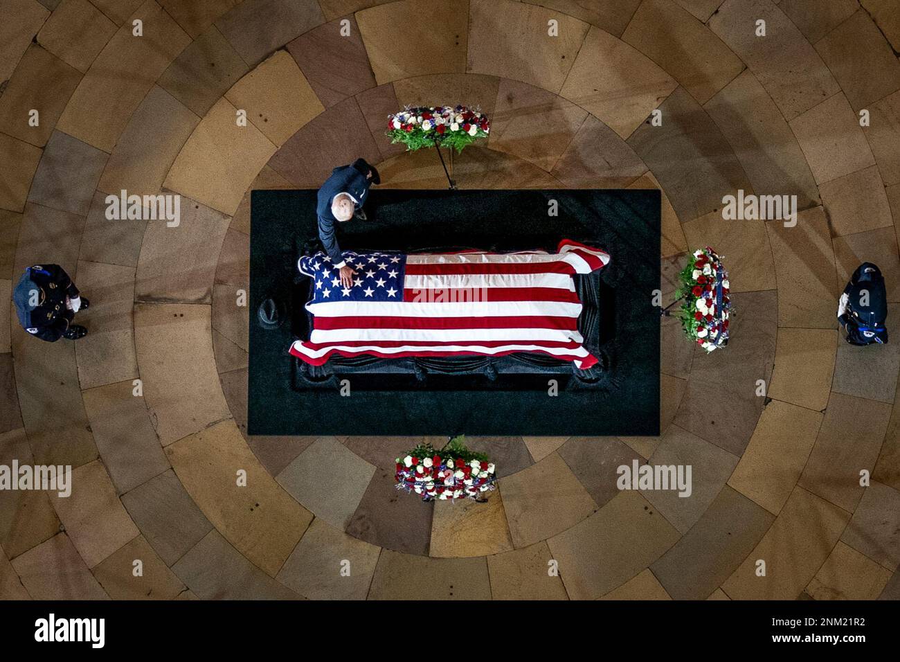 President Joe Biden touches the casket of former Sen. Harry Reid, D-Nev ...