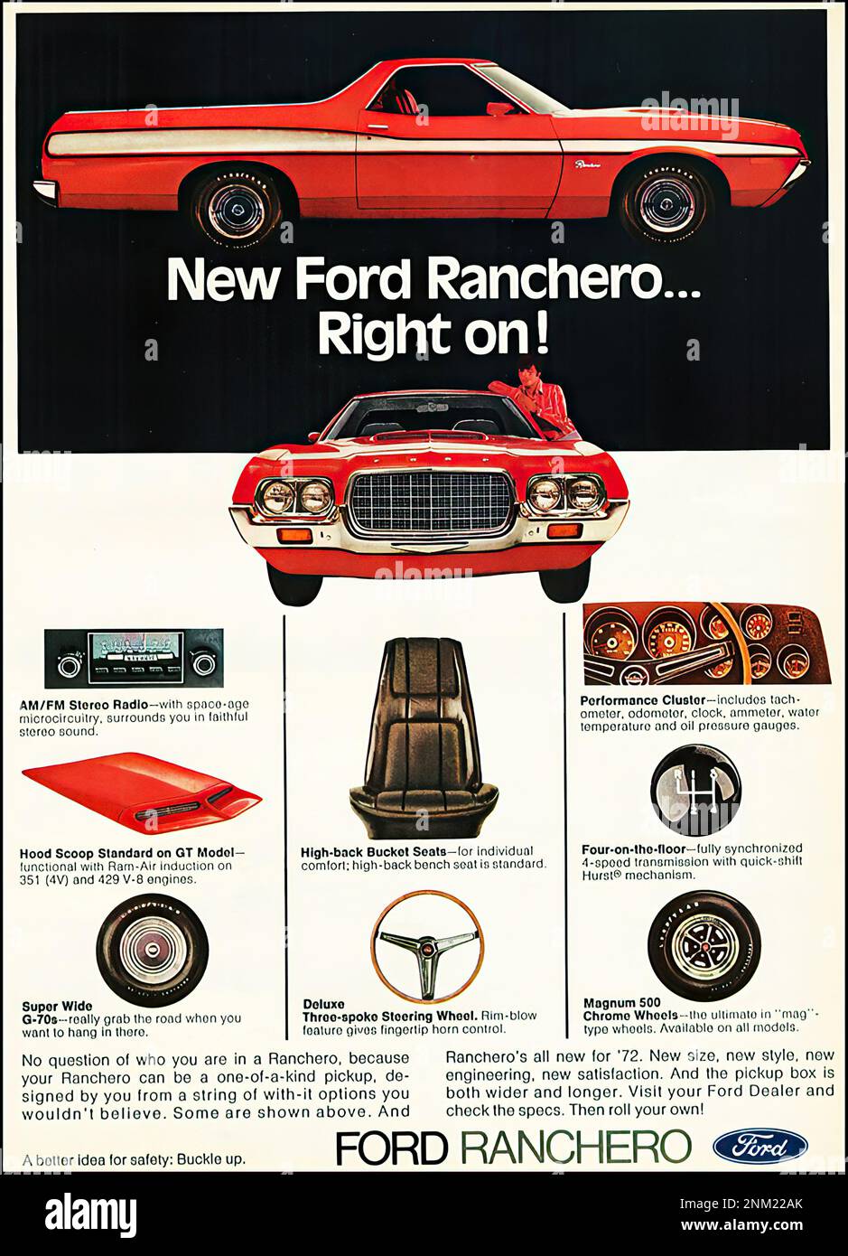 FORD Ranchero (1972) - 01 - Vintage car advertising Stock Photo - Alamy