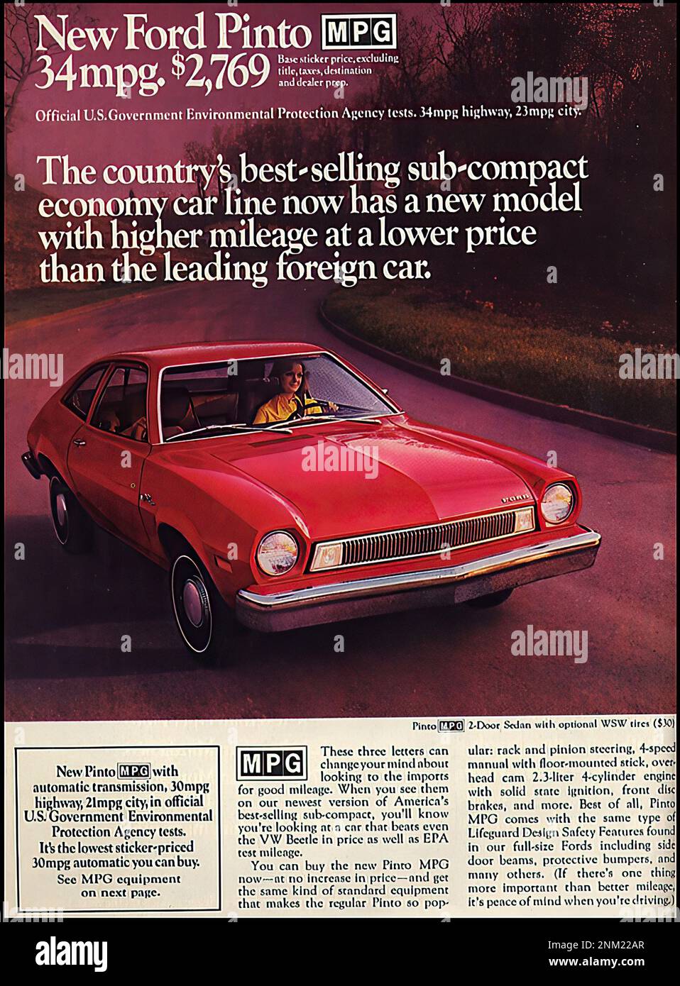FORD Pinto (1975) - 02 - Vintage car advertising Stock Photo - Alamy