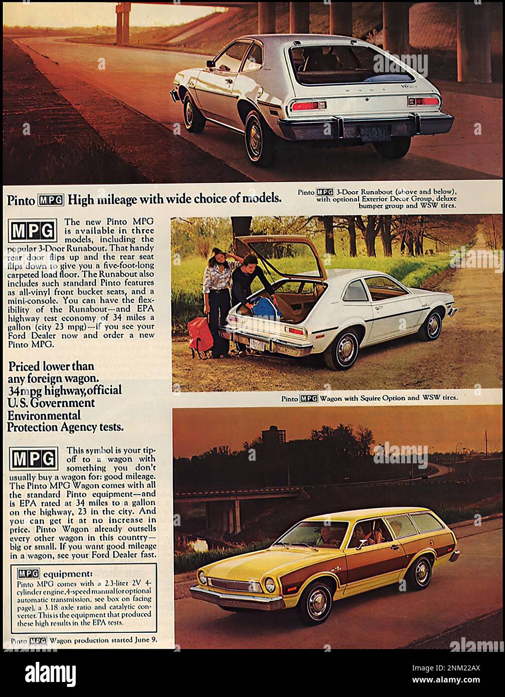 FORD Pinto (1975) - 01 - Vintage car advertising Stock Photo - Alamy