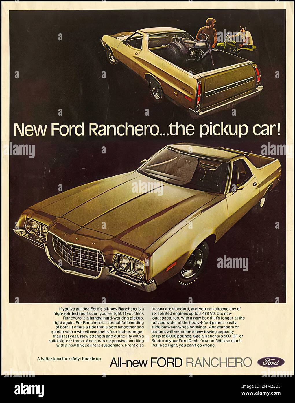 FORD Ranchero (1972) - 02 - Vintage car advertising Stock Photo - Alamy