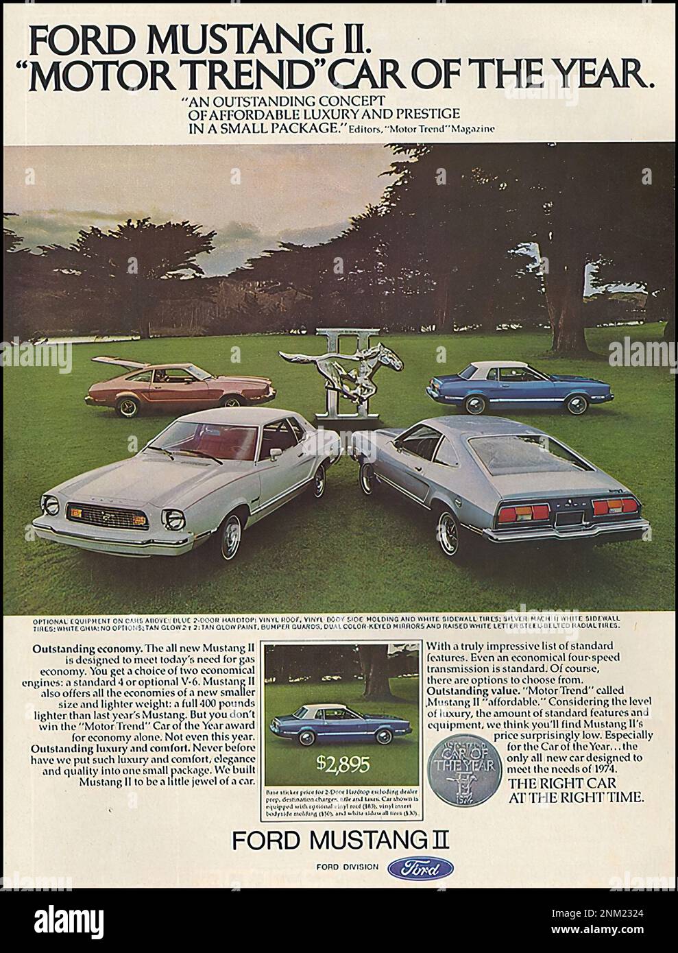 Ford Mustang (1974) - 02 - Vintage car advertising Stock Photo - Alamy