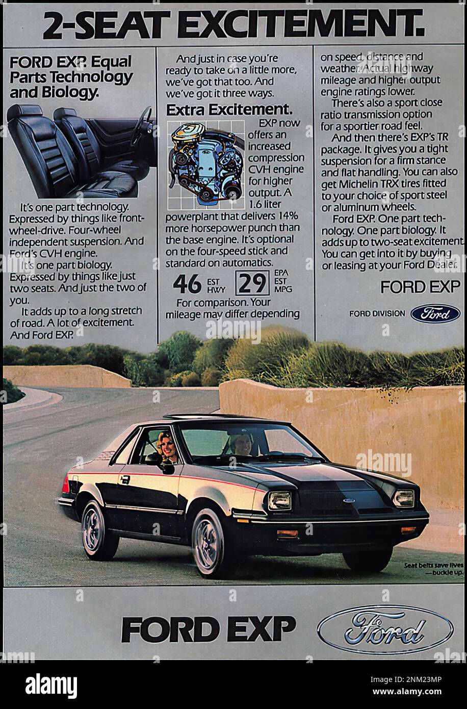 FORD EXP (1982) - 01 - Vintage car advertising Stock Photo - Alamy