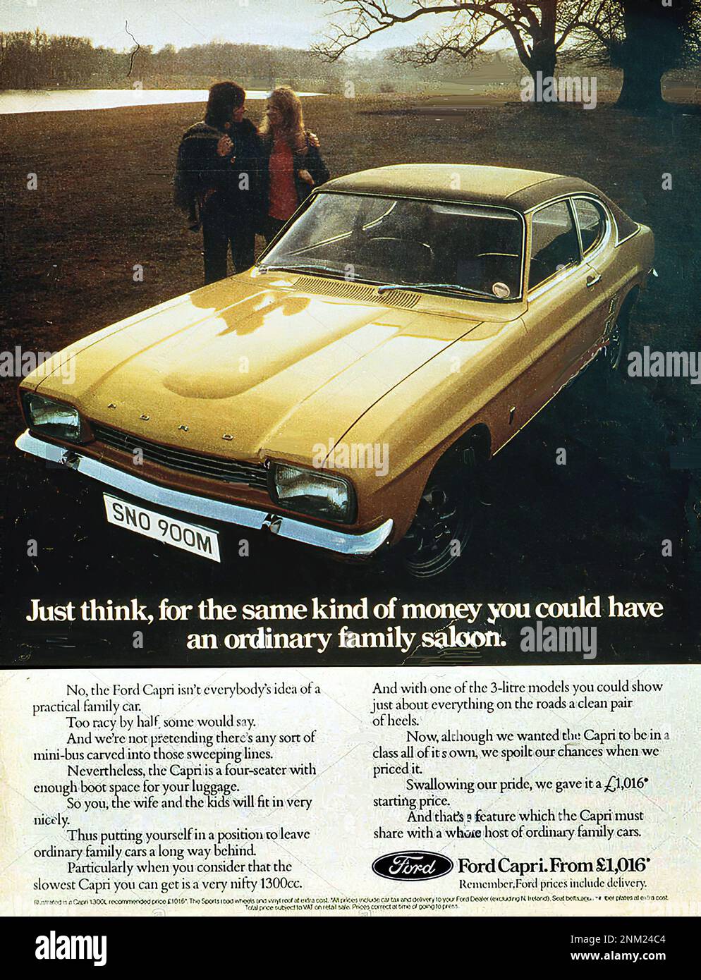 Ford capri 1300 L - Vintage car advertising Stock Photo - Alamy