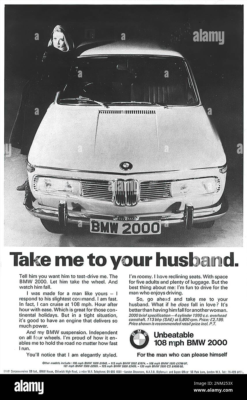 BMW 2000 - Vintage car advertising Stock Photo - Alamy