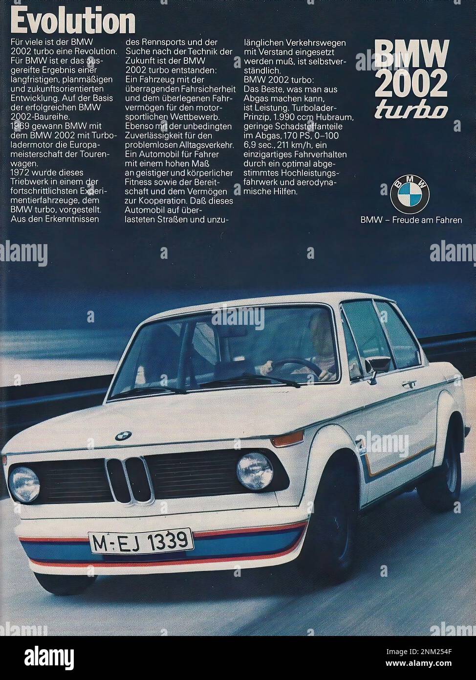 BMW 2002 Turbo - Vintage car advertising Stock Photo - Alamy