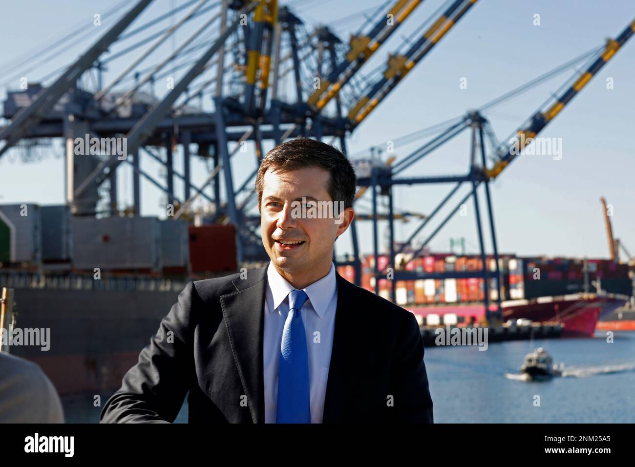 U.S. Department of Transportation Secretary Pete Buttigieg speaks to ...
