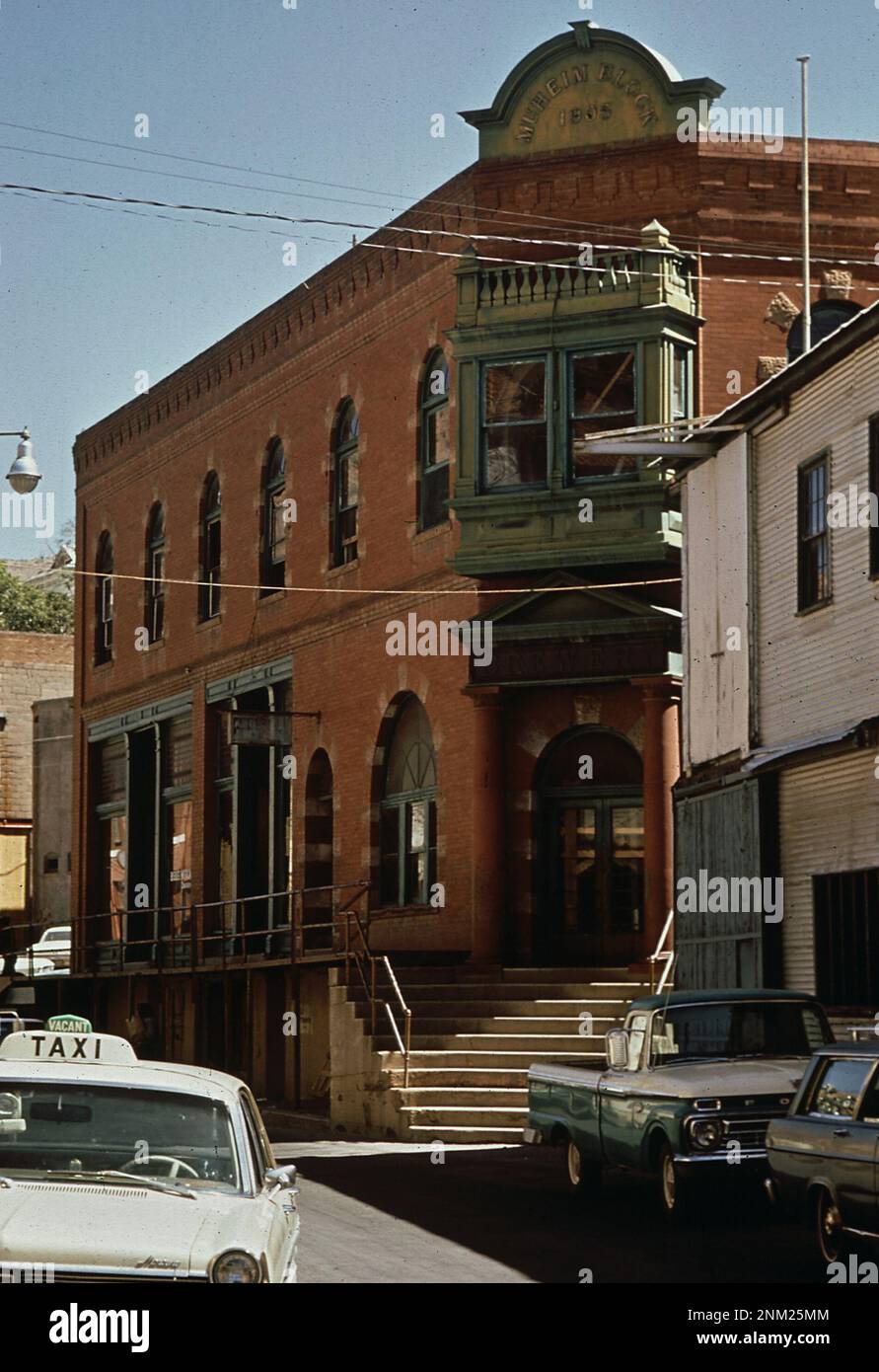 1970s America: Downtown area of Bisbee, an old mining town ca. 1972 ...