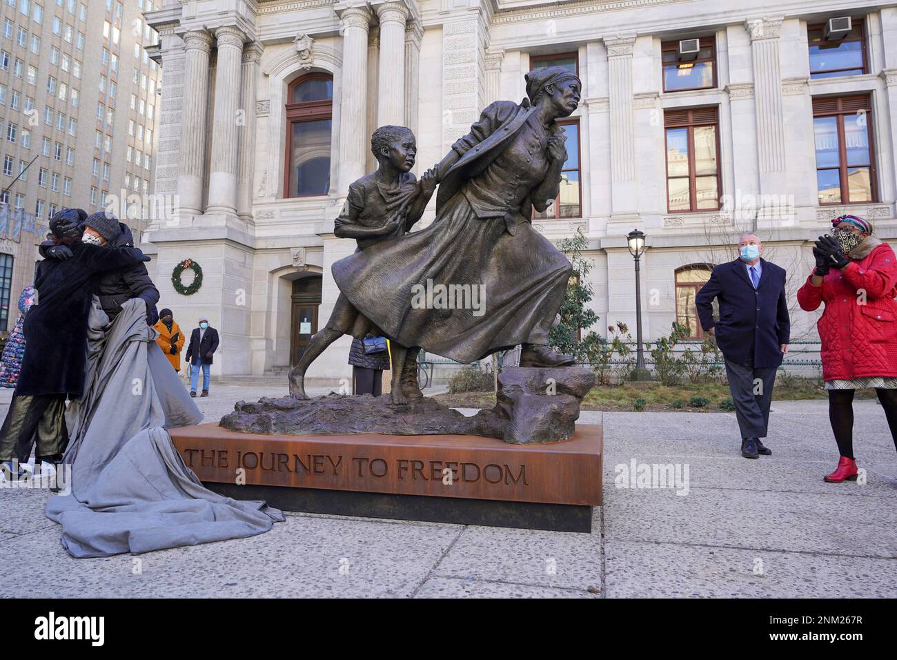 The statue of Harriet Tubman is unveiled at City Hall in Philadelphia ...