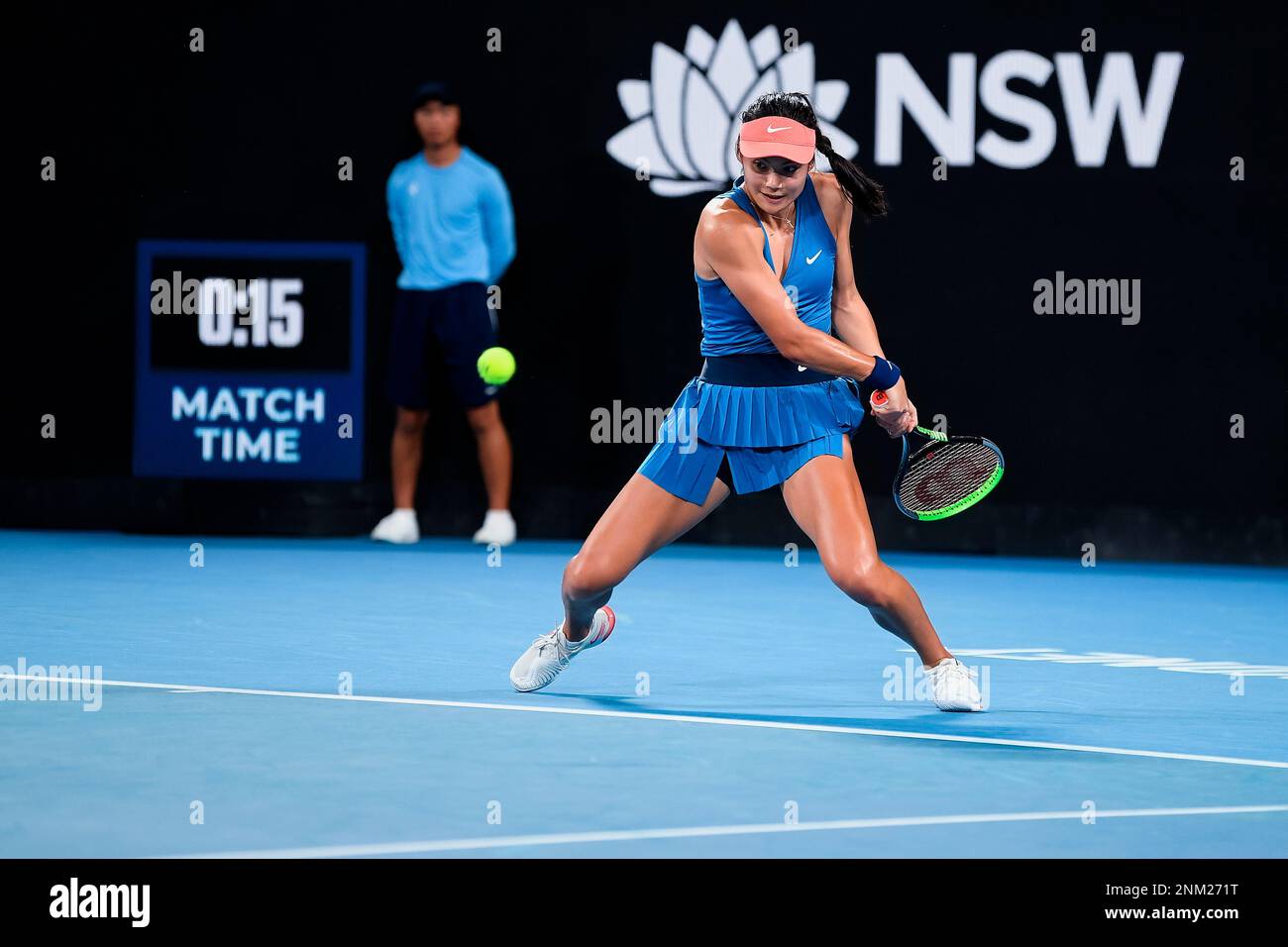 SYDNEY, AUSTRALIA - JANUARY 11: Emma Raducanu of Great Britain plays a ...
