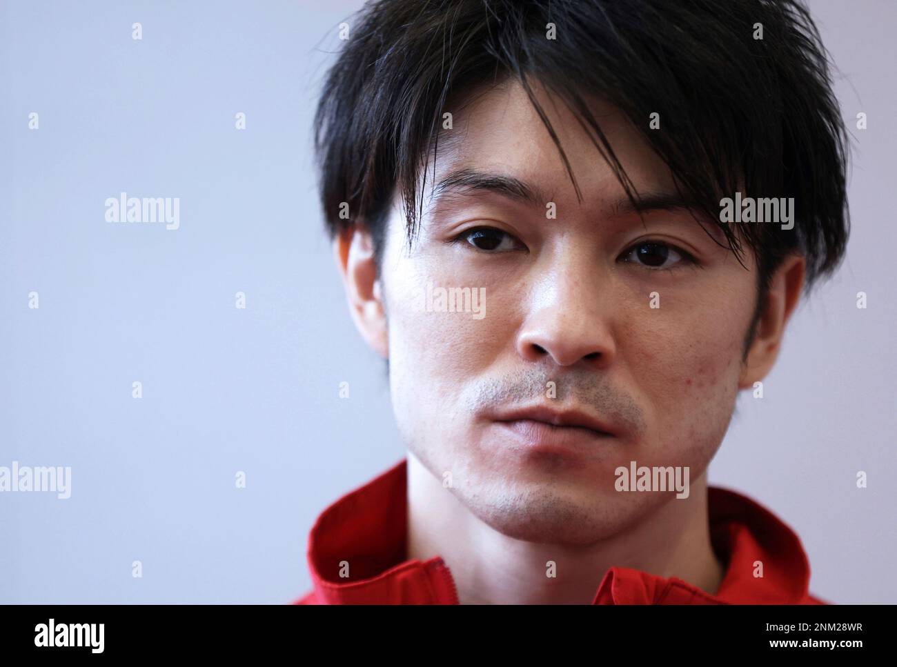 A file photo shows Japanese legendary artistic gymnast Kohei Uchimura ...