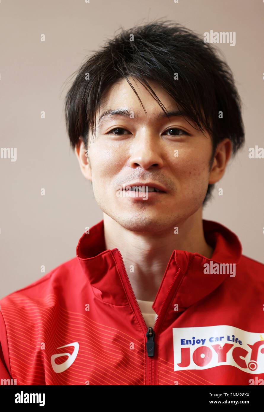 A file photo shows Japanese legendary artistic gymnast Kohei Uchimura ...