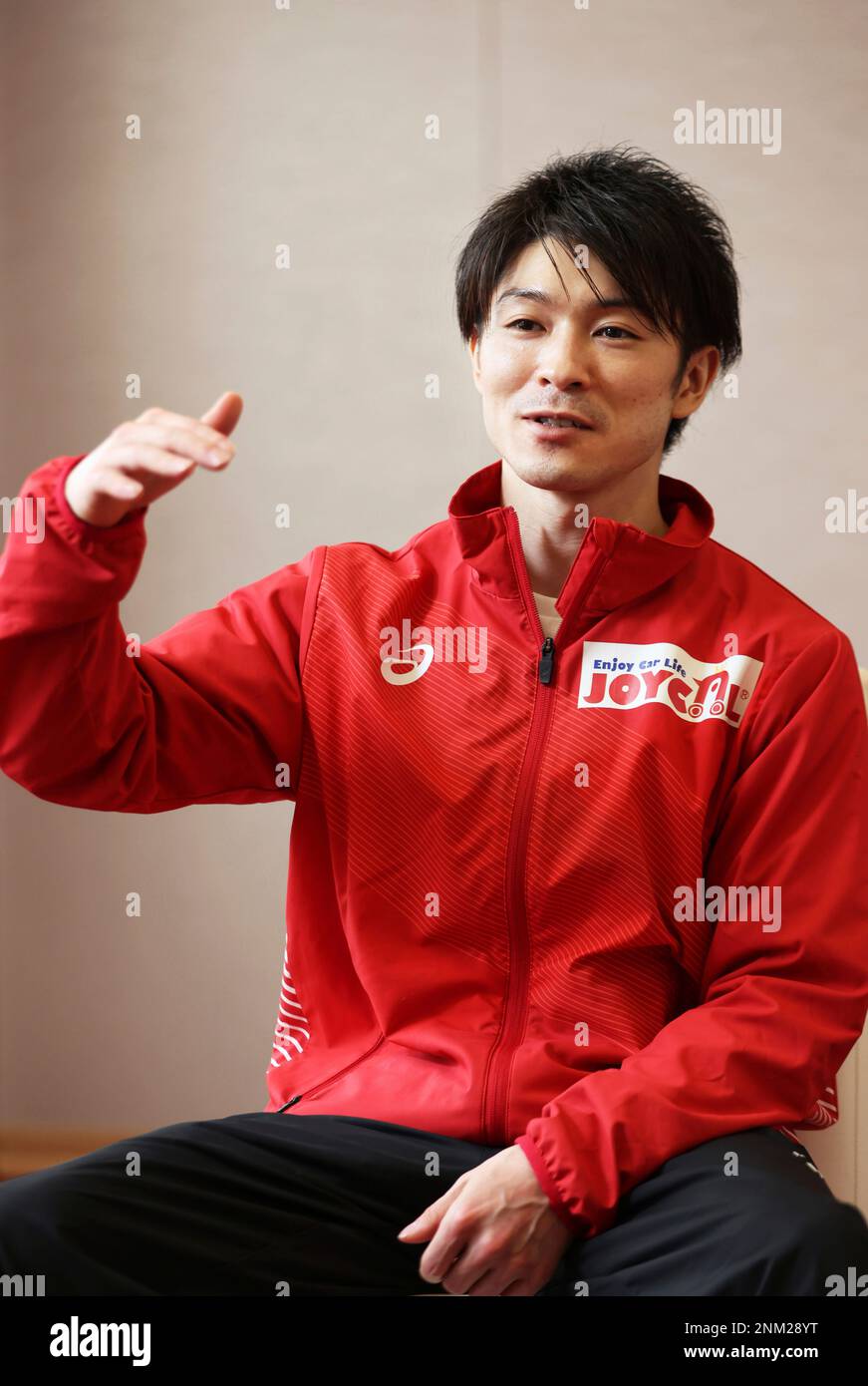 A file photo shows Japanese legendary artistic gymnast Kohei Uchimura ...