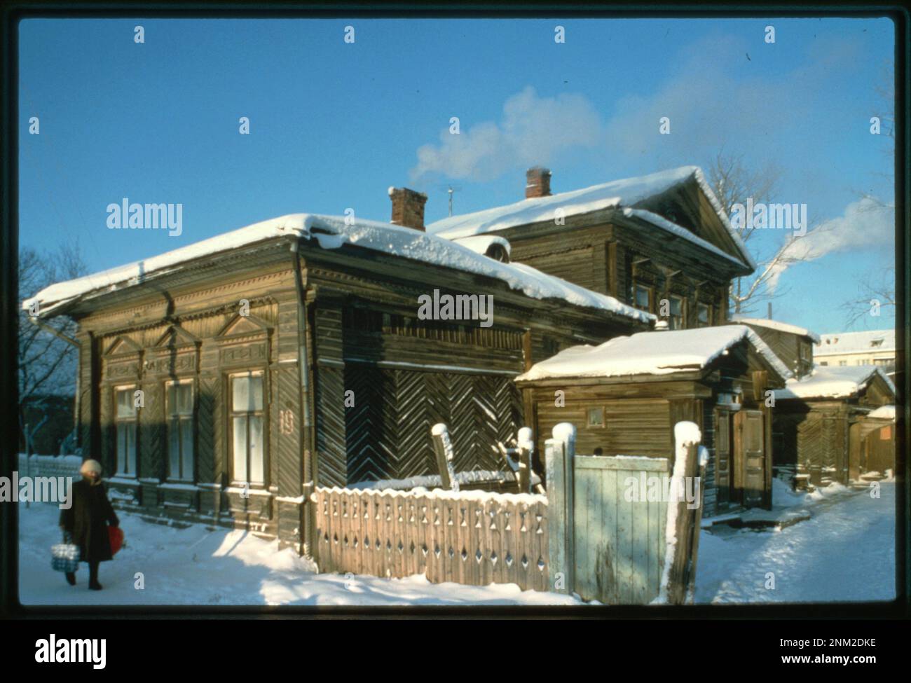 This 19th-century log house, located on Lenin Street in Tot'ma, Russia ...