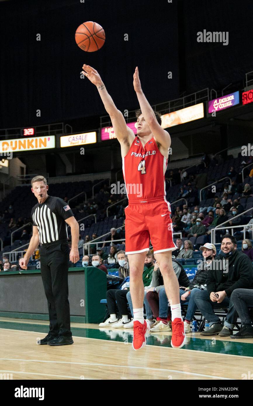 ALBANY, NY - JANUARY 09: Fairfield Stags Guard Jake Wojcik (4) shoots a ...