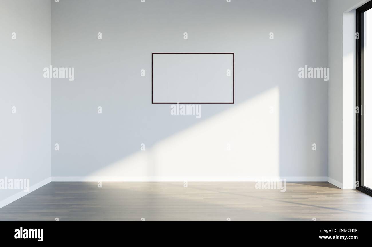 Generic background - empty living room with horizontal photo frame, 3d ...