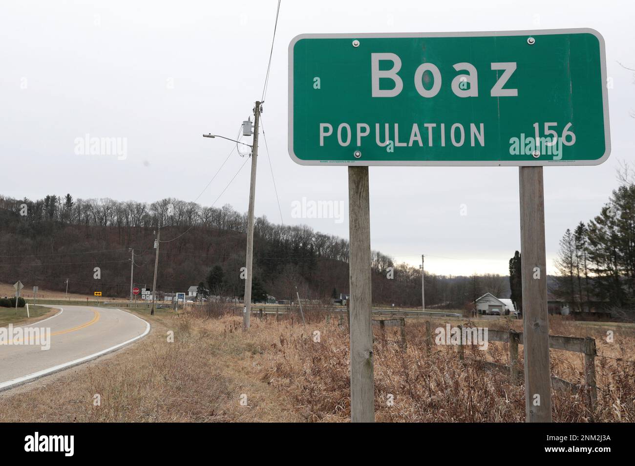 The sign for Boaz, Wis., is shown on Dec. 7, ,2021. Power supplied from ...