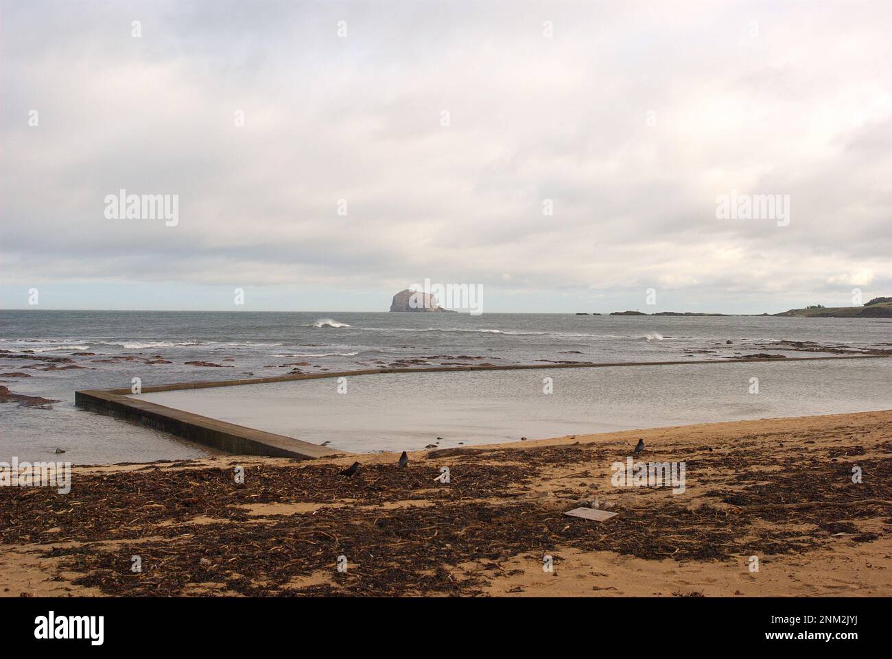North Berwick paddling pool and Bass Rock Stock Photo - Alamy