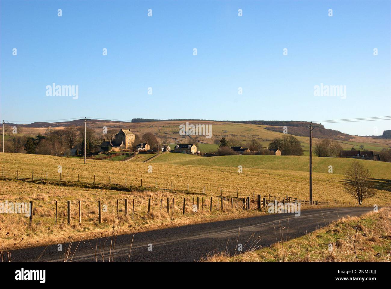 Elsdon tower and village near Rothbury in Northumberland Stock Photo ...