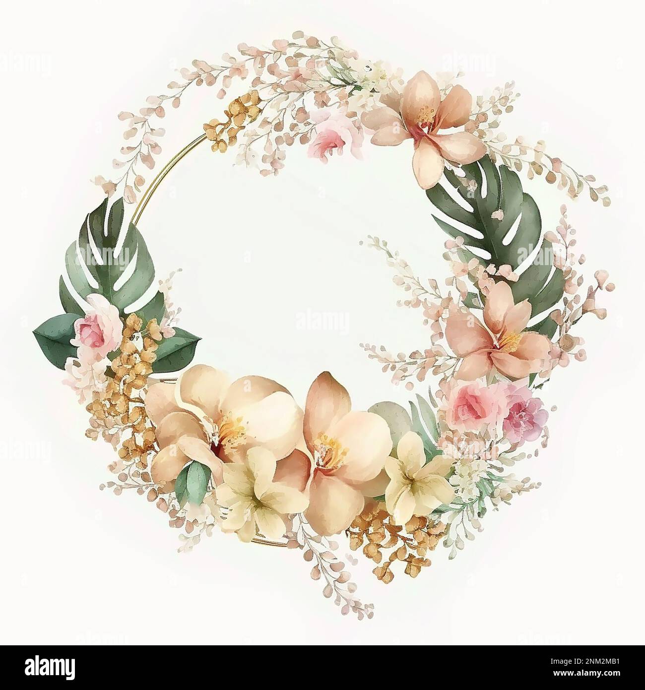 Watercolor round frame hi-res stock photography and images - Alamy