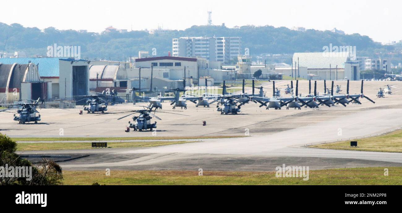 A photo shows Marine Corps Air Station Futenma (MCAS FUTENMA) in ...