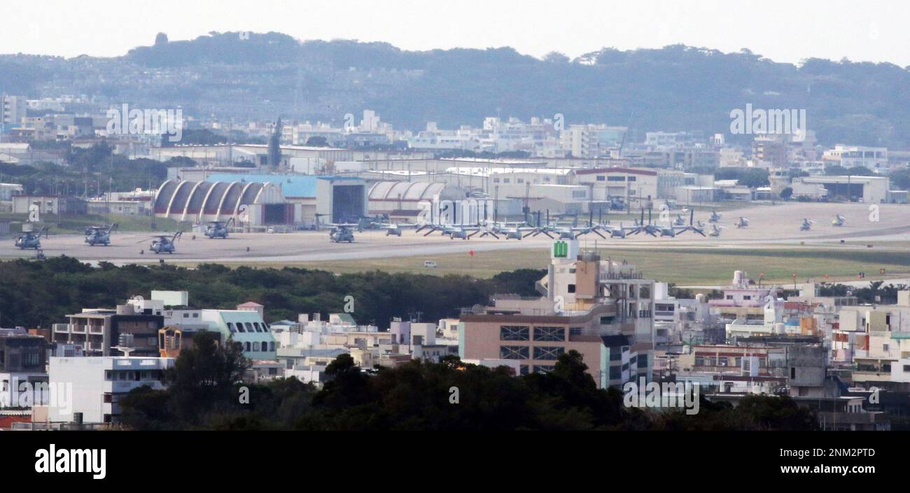 A photo shows Marine Corps Air Station Futenma (MCAS FUTENMA) in ...