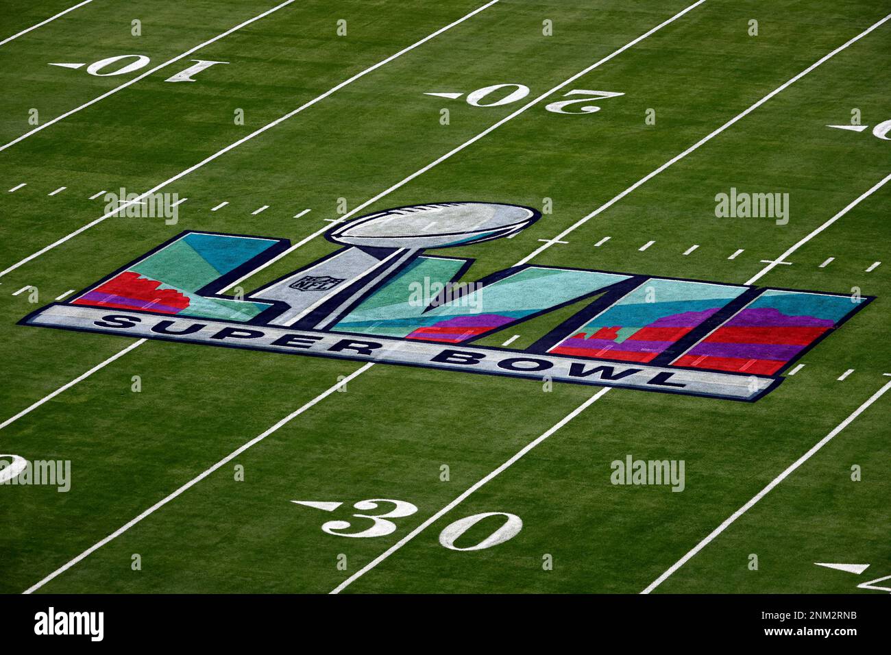 The Super Bowl 57 logo is seen at State Farm stadium before the NFL ...
