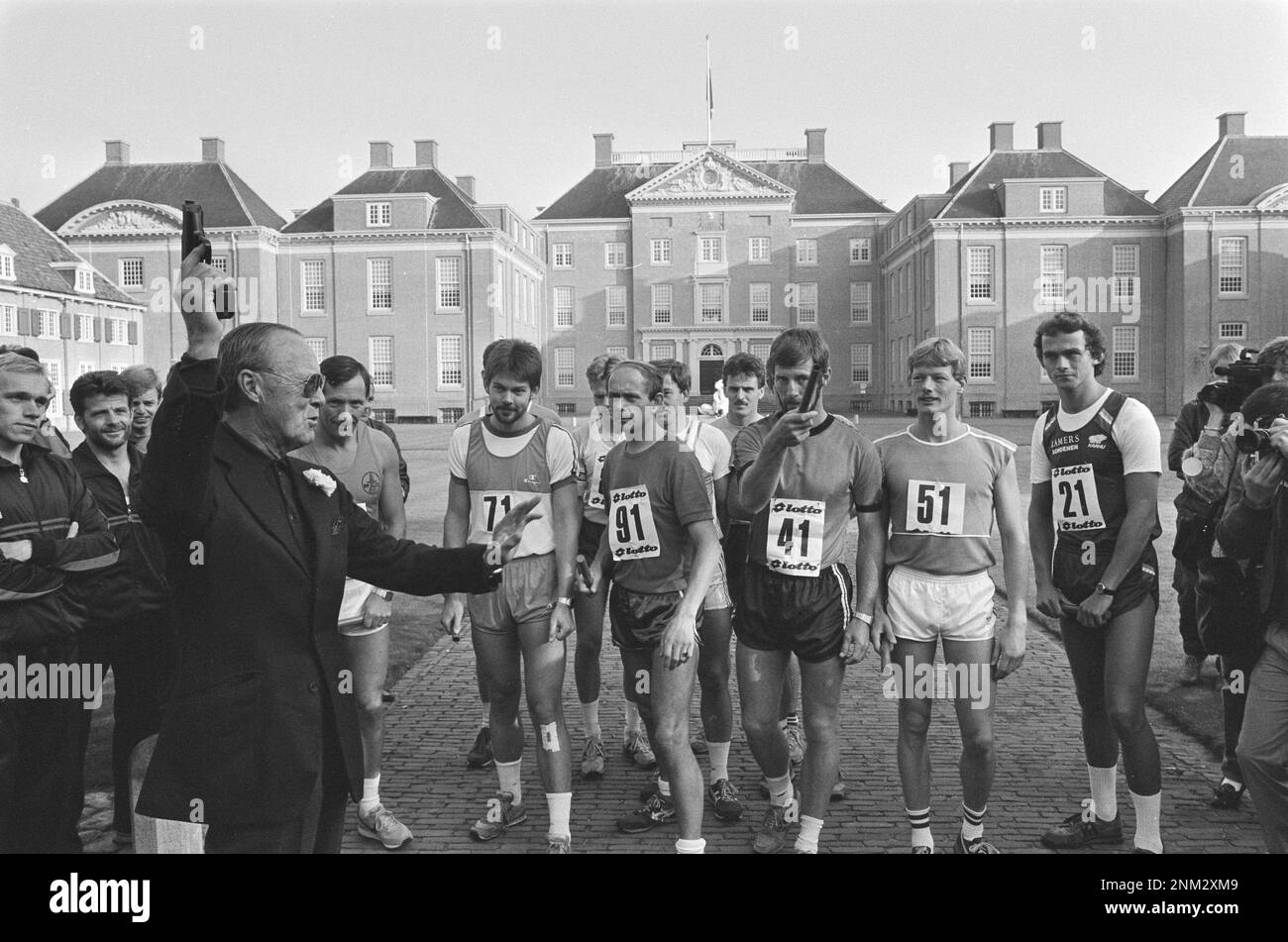 Prince Bernhard fires the starting shot for the Palace relay, for the ...