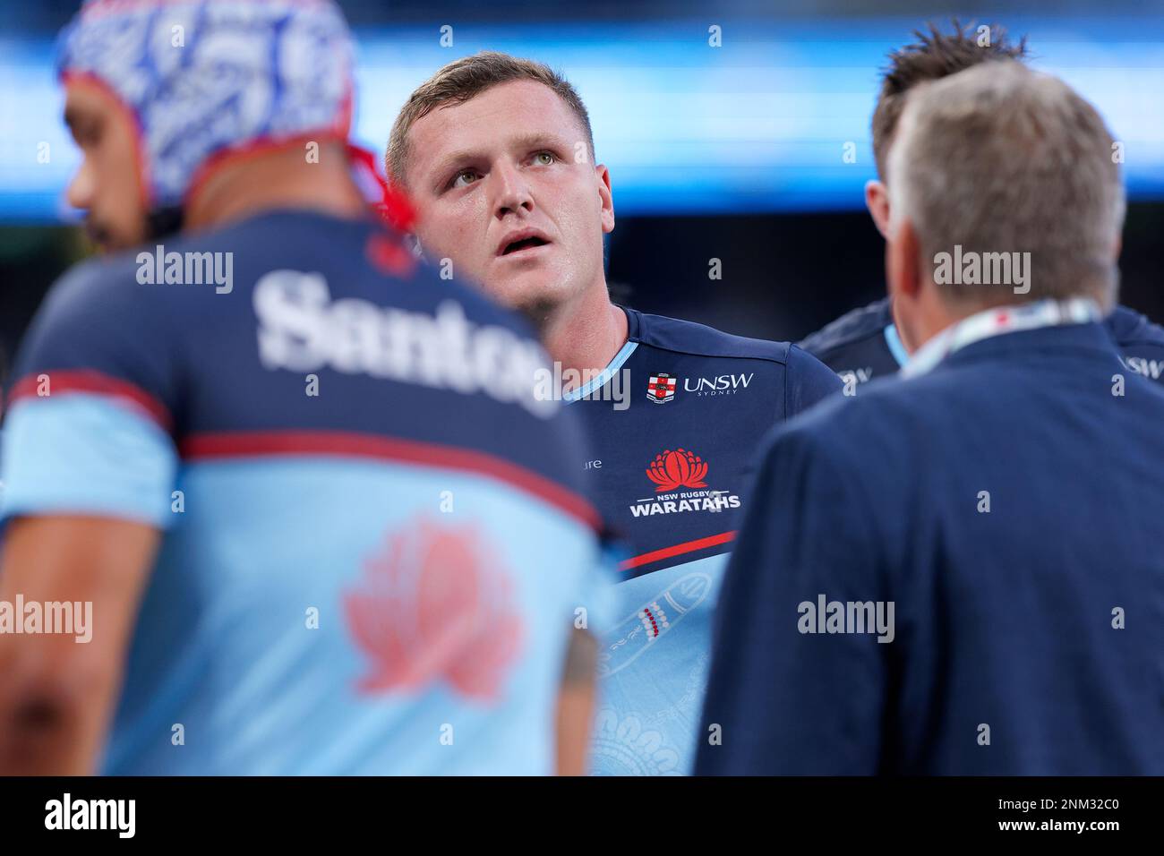Angus Bell of the Waratahs warms up before the Super Rugby Pacific ...