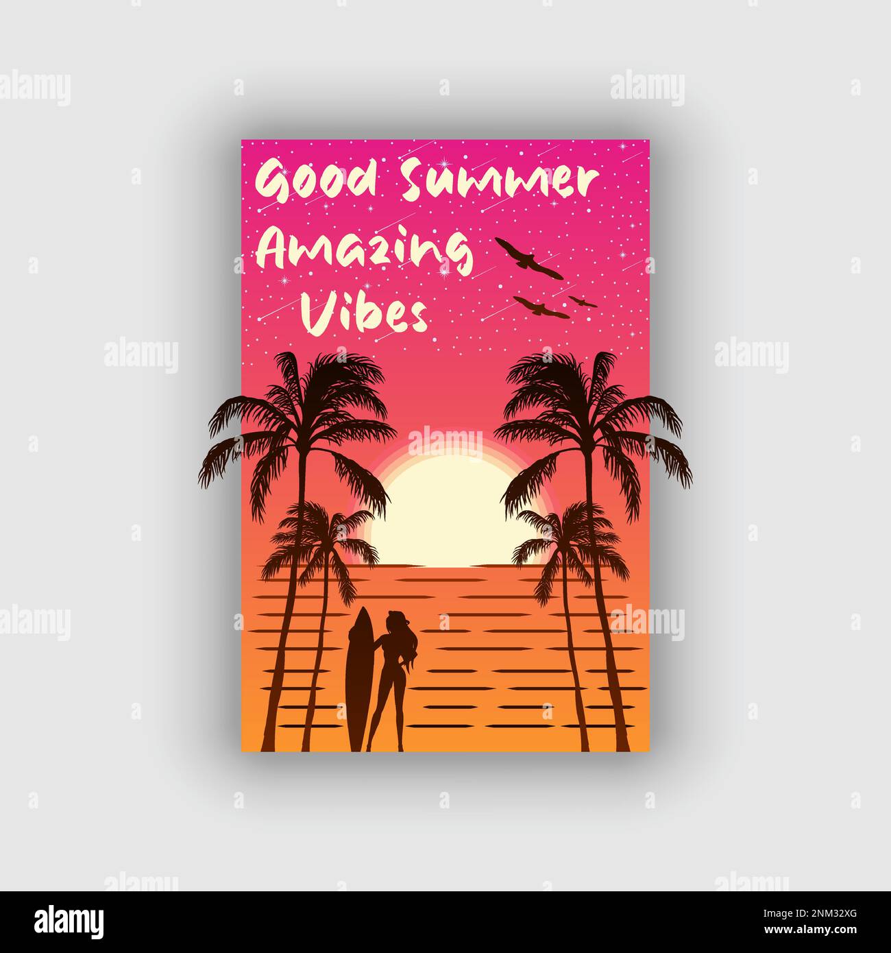Good summer, amazing vibes. Summer theme illustration. Editable, vector ...