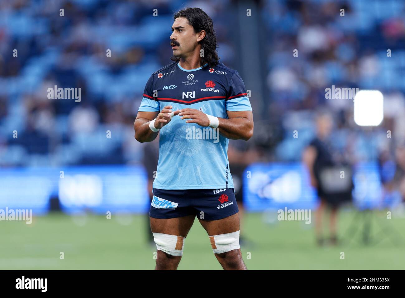 Charlie Gamble of the Waratahs warms up before the Super Rugby Pacific ...